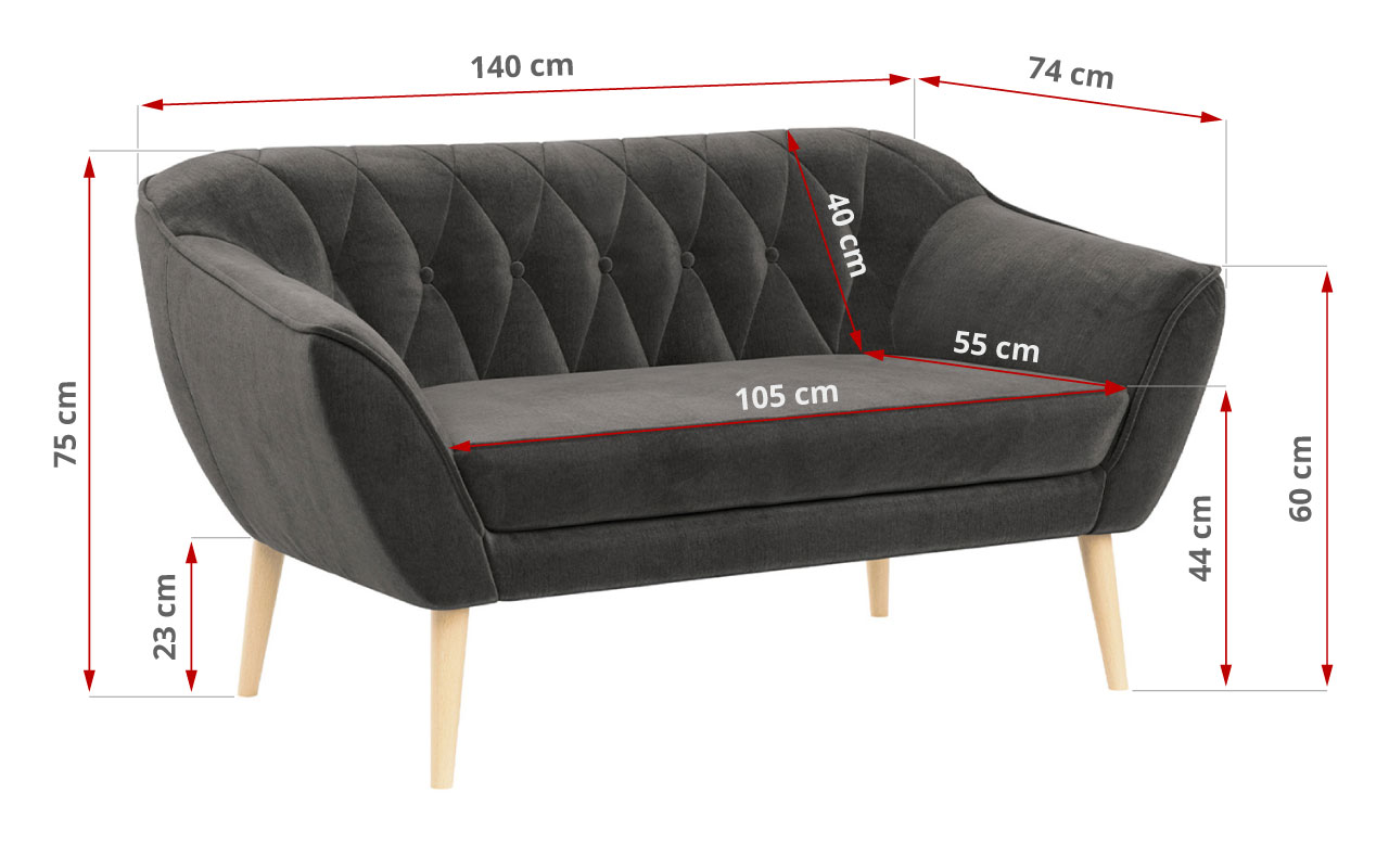 Sofa PIRS 2 - Monolith 92 - ciemny szary - OUTLET - sklep MKS Meble
