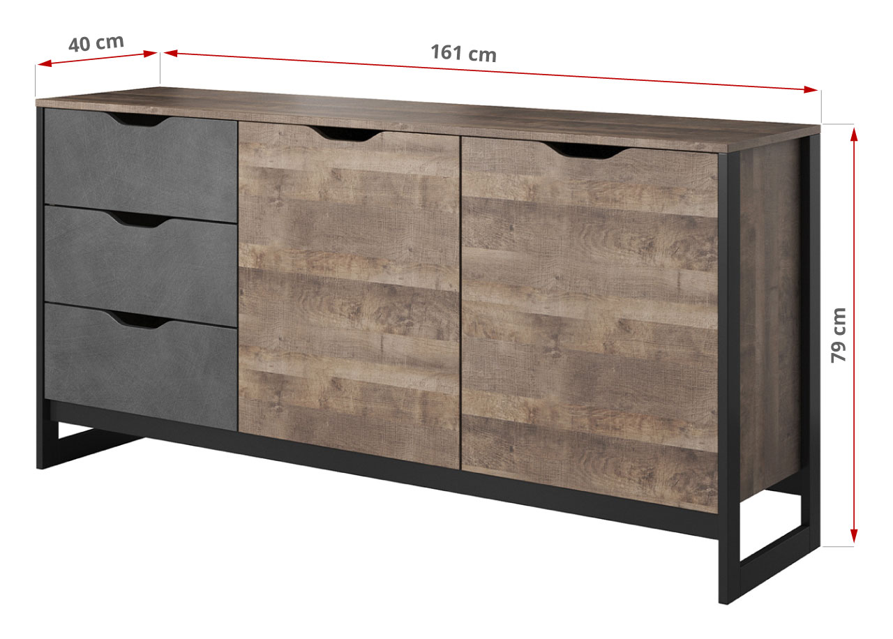 Elegancka komoda z szufladami 161 cm do pokoju dziennego i salonu ...