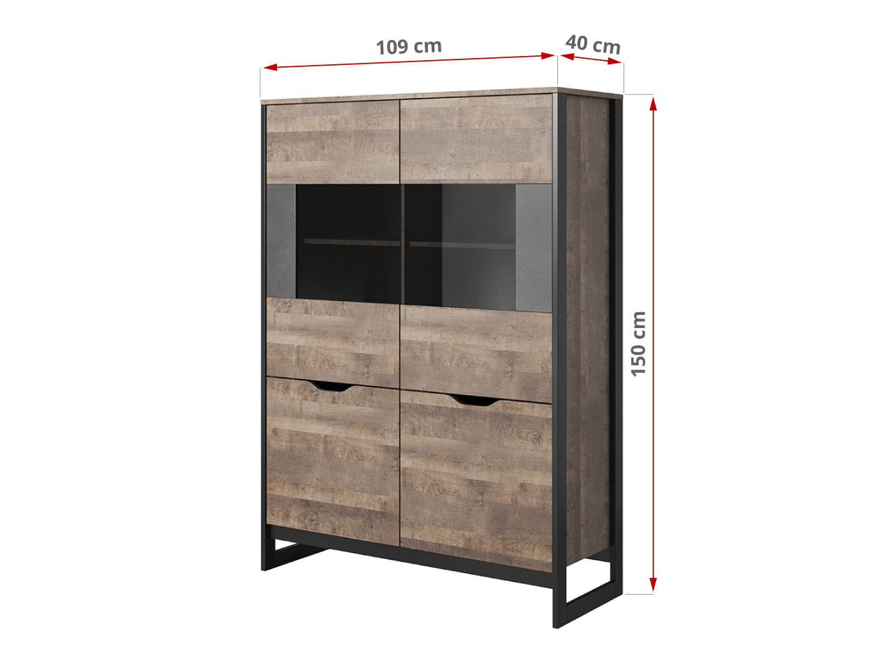 Stojąca witryna do salonu i pokoju z opcją oświetlenia LED w ...