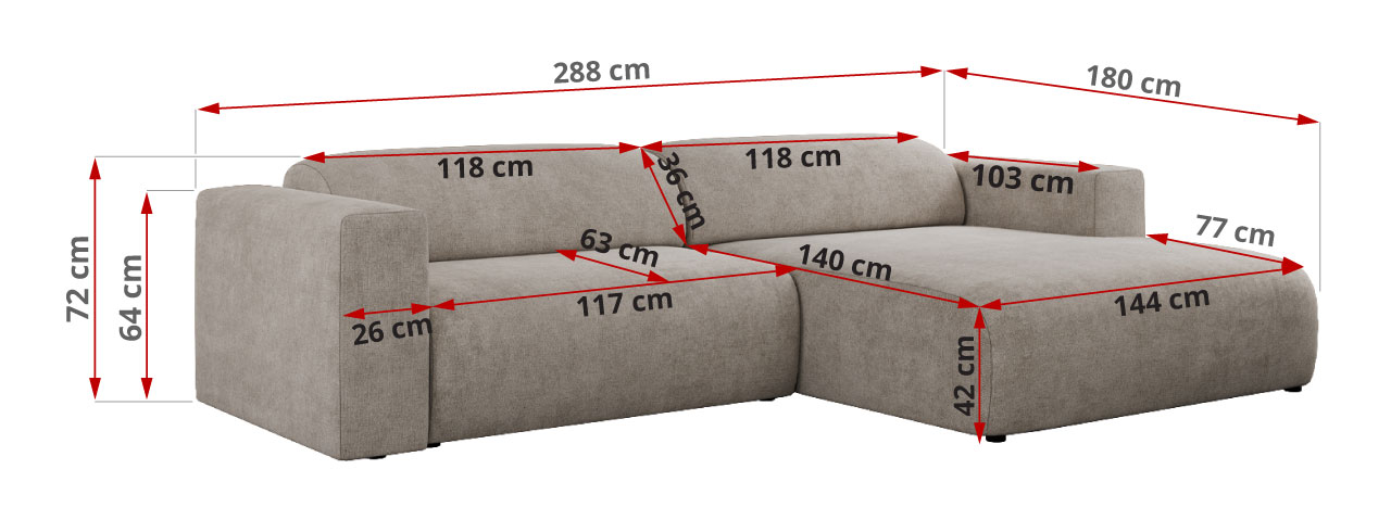 Narożnik PASADENA L - Matana 17 - beżowy - OUTLET - sklep MKS Meble